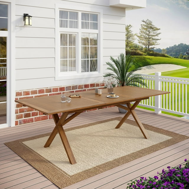 Summit Living 100% Acacia Wood Expandable Outdoor Dining Table, Patio ...