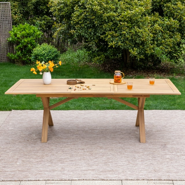 Summit Living Acacia Wood Expandable Outdoor Dining Table, Suitable for ...