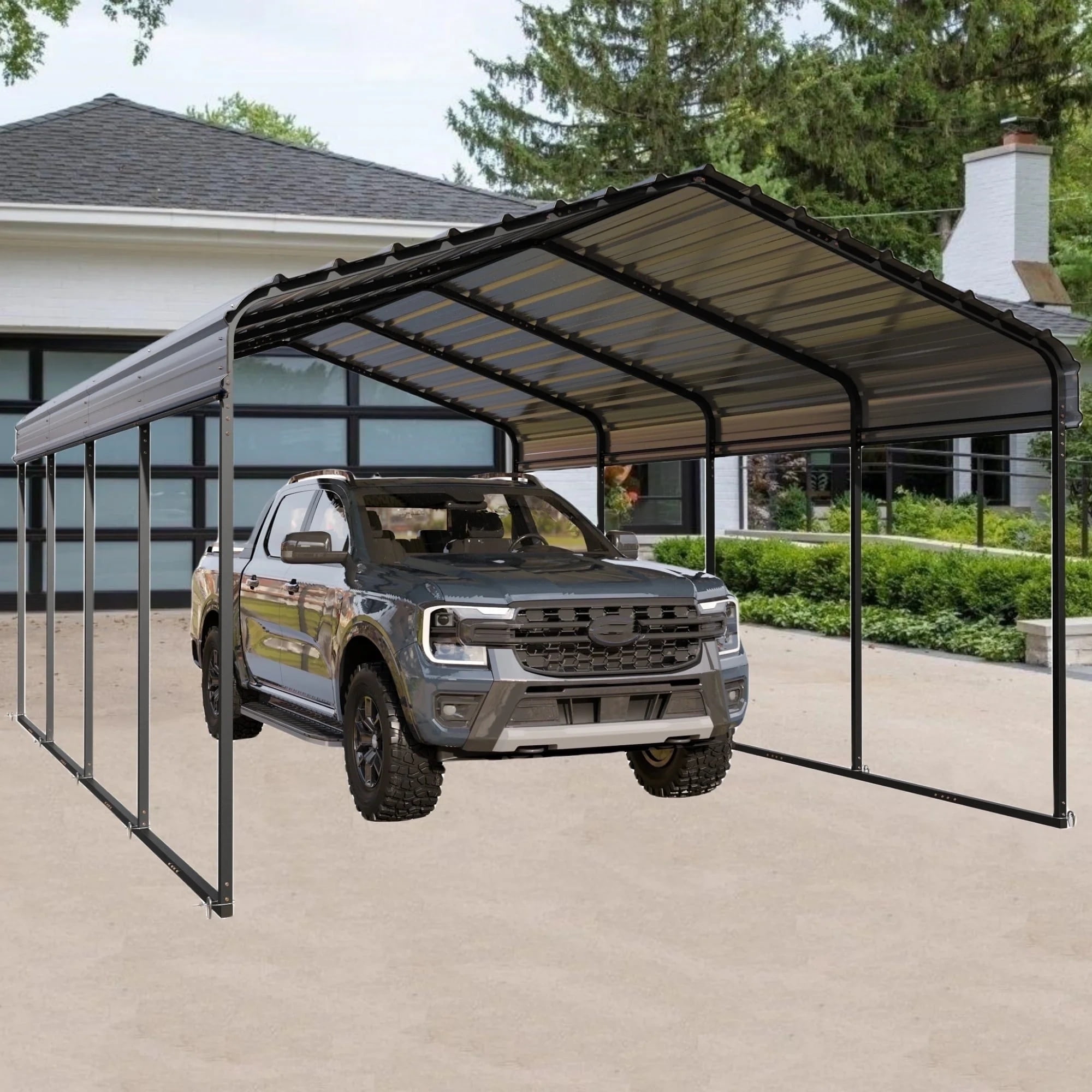 Summit Living 12x20 ft Metal Carport, Galvanized Steel Roof, Heavy-Duty ...