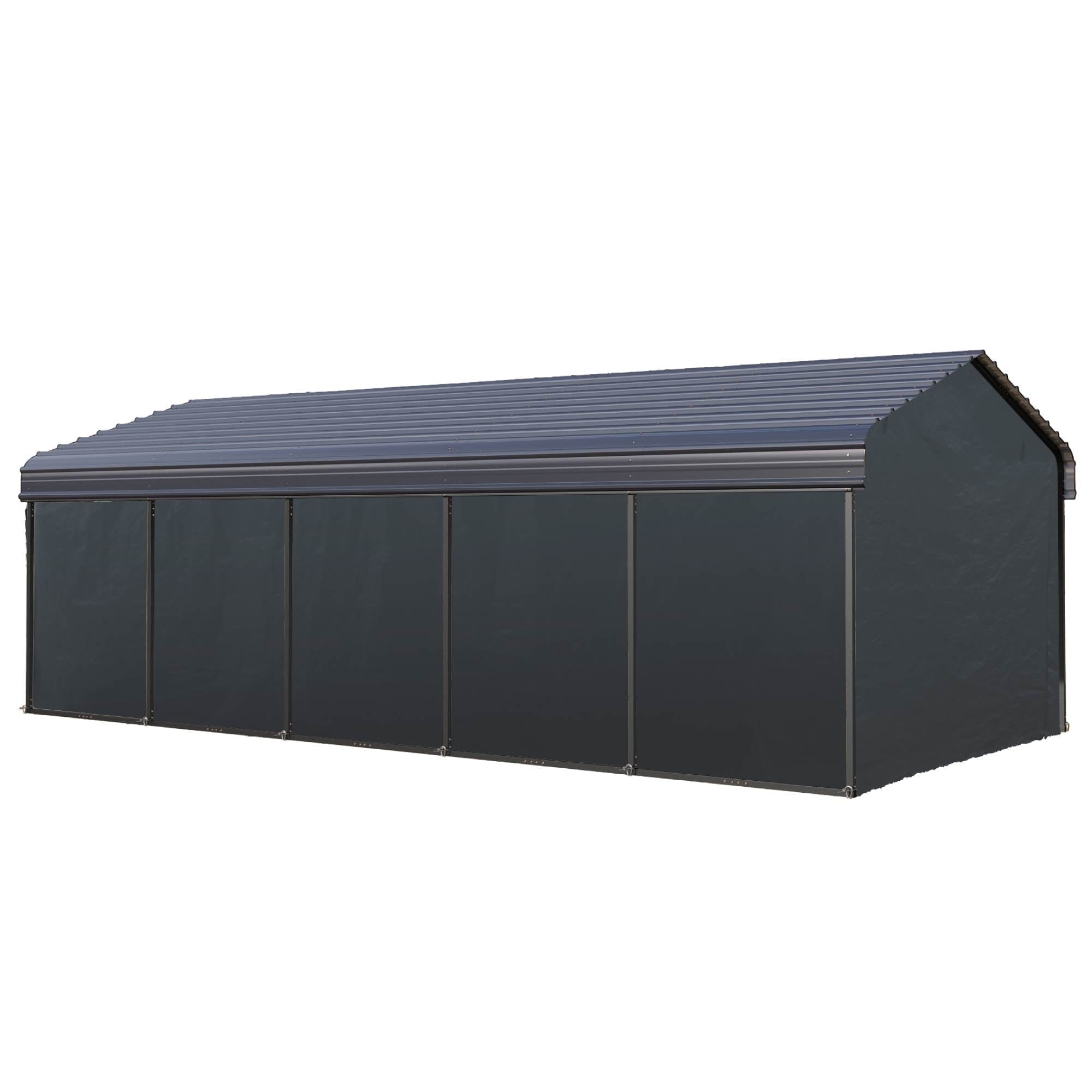 Summit Living 12 x 25 ft Steel Carport with Side Walls and Galvanized ...