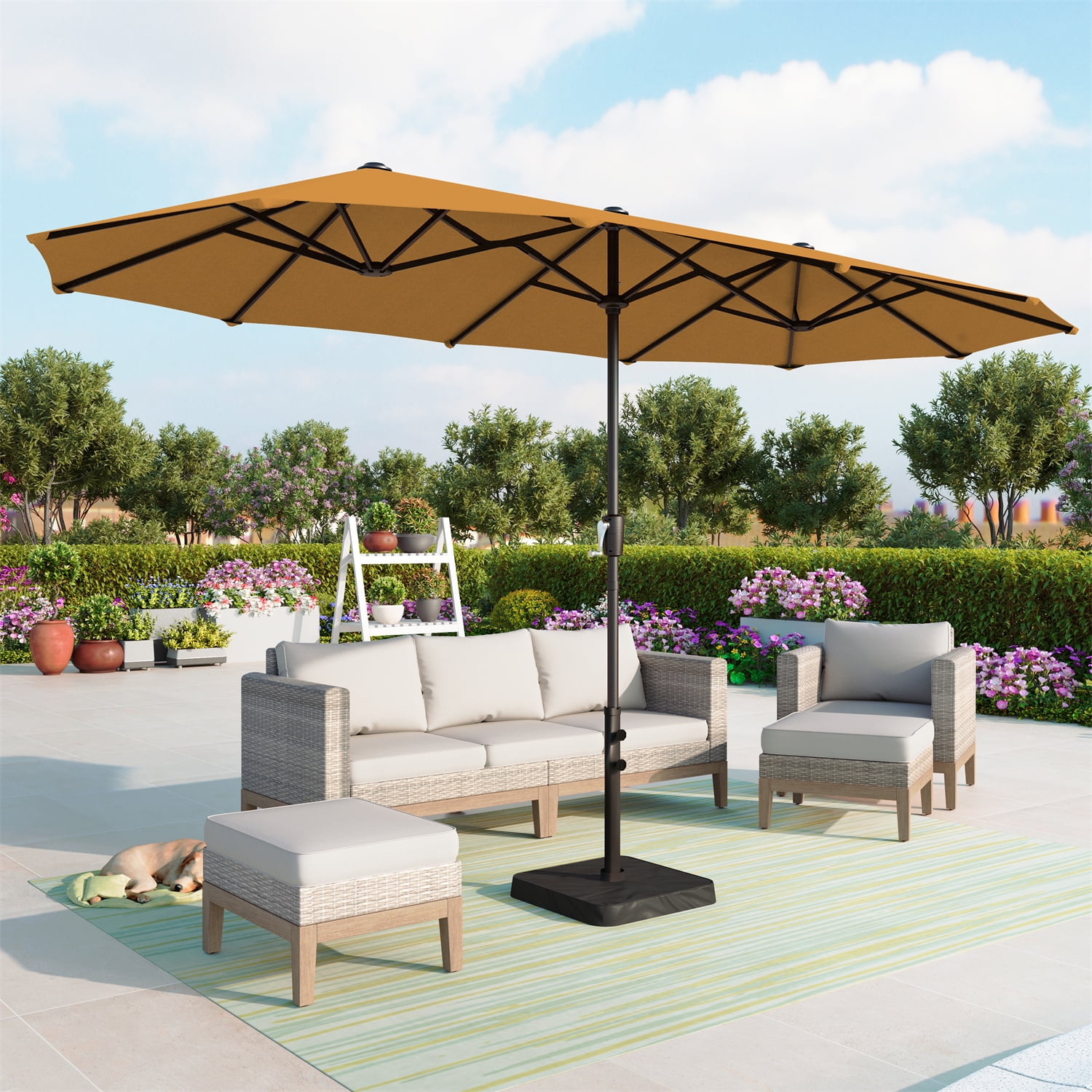Summit Living 13 Ft Double-Sided Rectangular Patio Umbrella, UV-Block ...