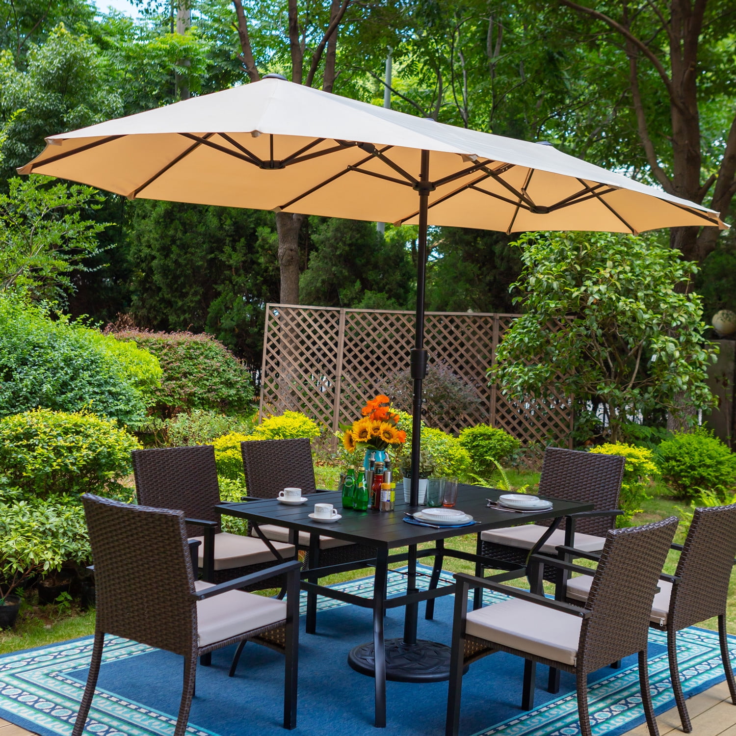 Summit Living Large 13ft Double-Sided Outdoor Patio Umbrella in Beige - Walmart.com