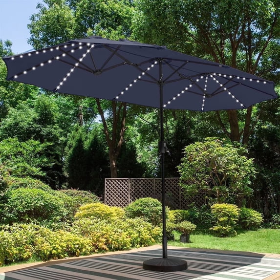 Summit Living 13ft Heavy-Duty Patio Umbrella with LED Solar Lights ...