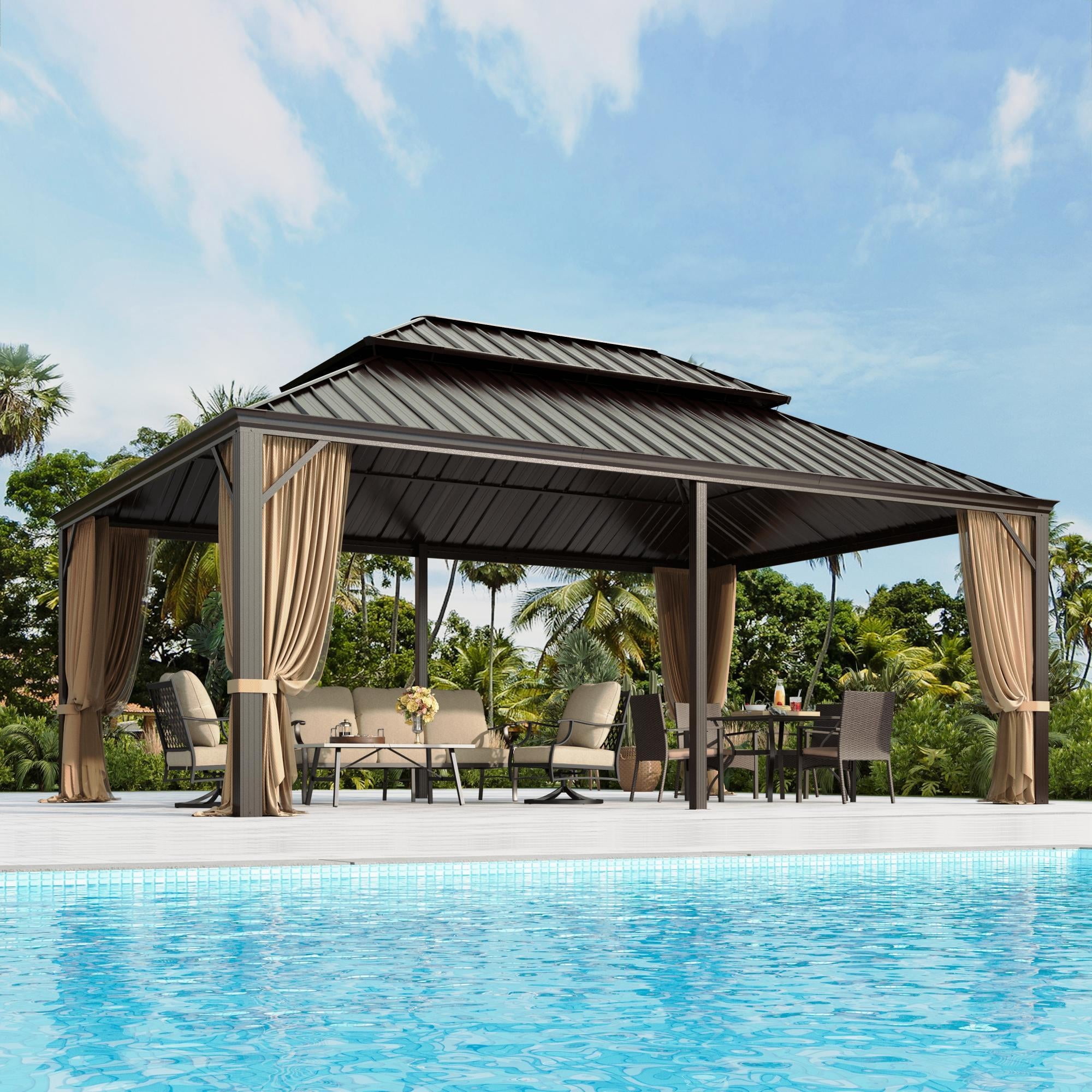 Summit Living 14' x 20' Hardtop Gazebo Aluminum Frame Galvanized Steel ...