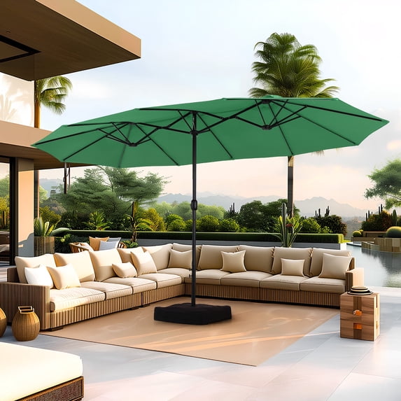 Summit Living 15 ft Large Patio Umbrella with Base (Included) Double ...