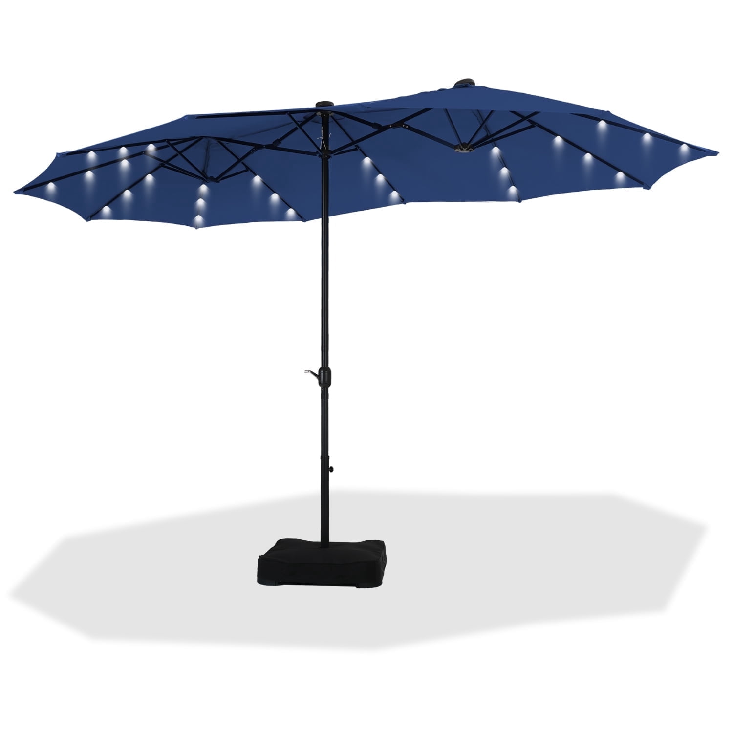 Summit Living 15ft Double-Sided Solar Patio Umbrella with Base Large ...