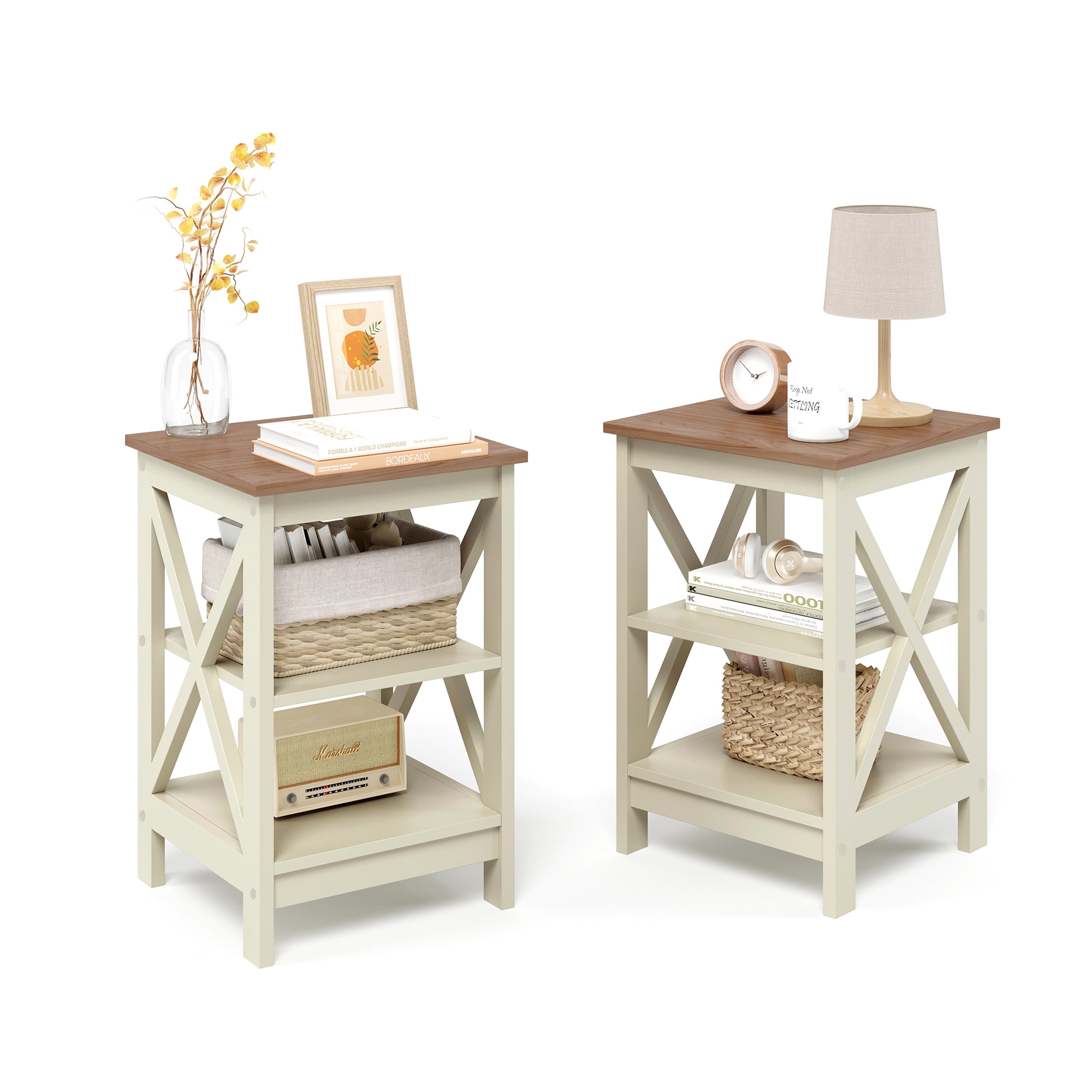 Home Square American Heritage Logan End Table in White Wood Finish ...