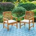 Summit Living 2-Piece Acacia Wood Patio Dining Chairs with Cushions ...