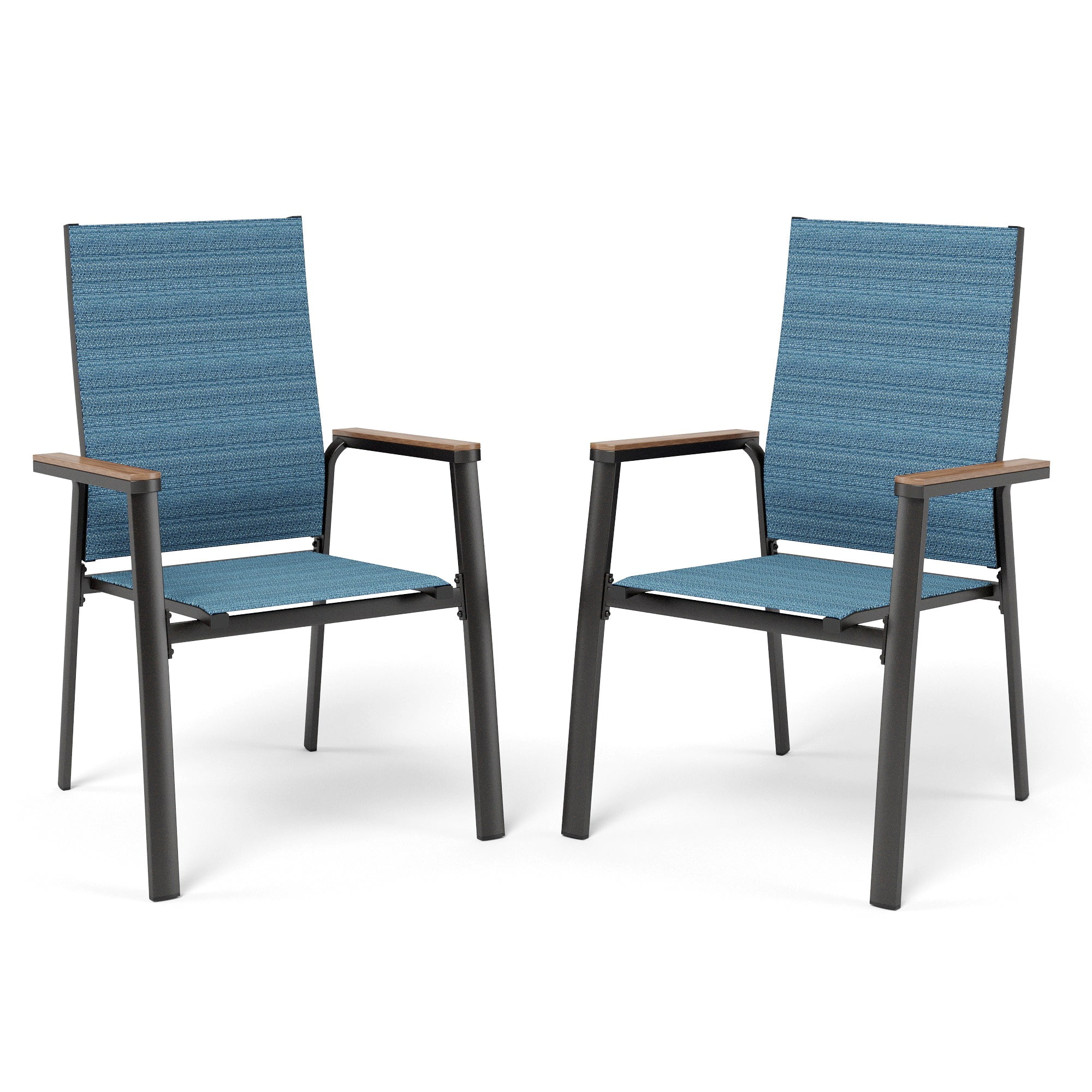 Summit Living 2-Piece Outdoor Patio Dining Stackable Chairs with ...