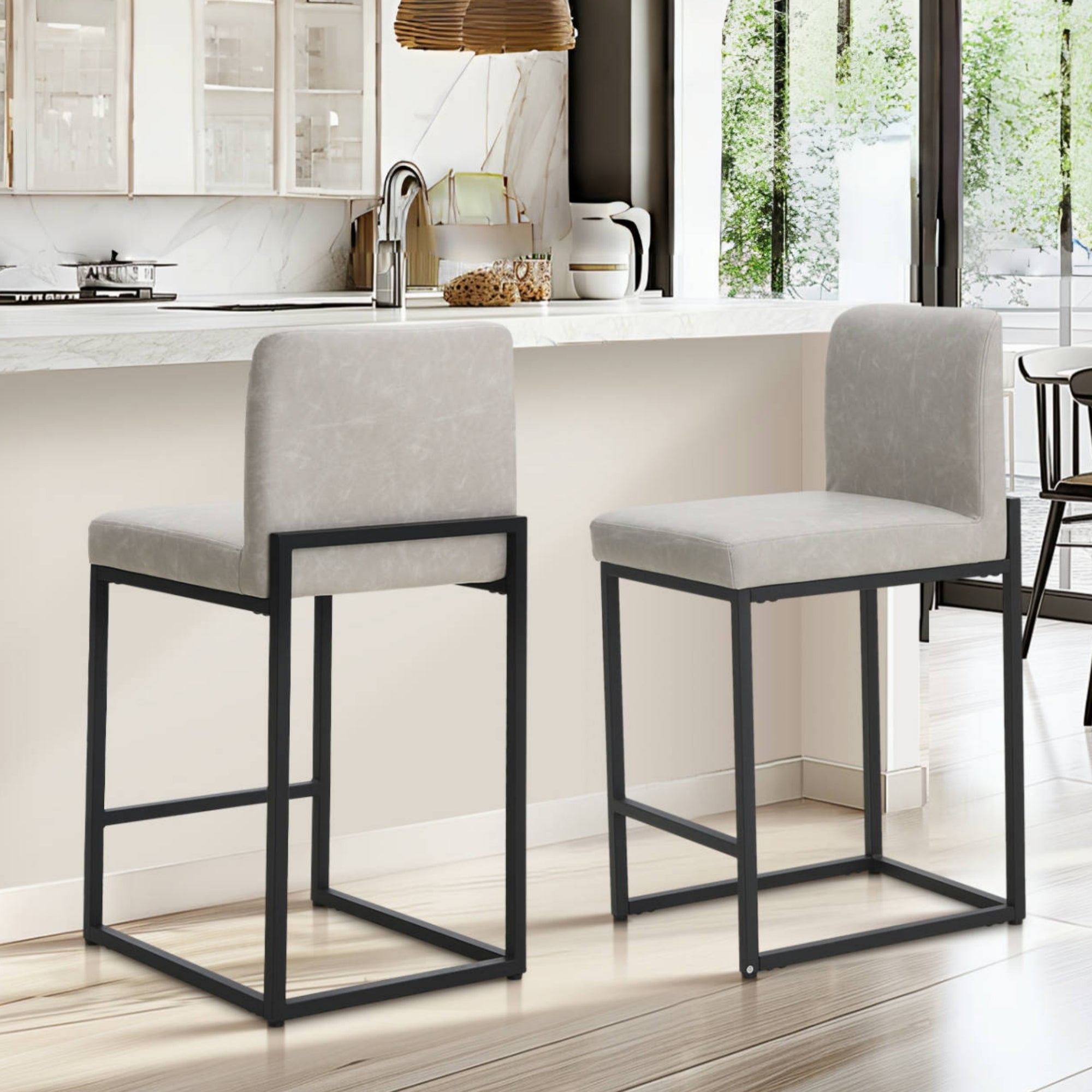 MF Studio 24 inch Bar Stools with Back Set of 2 for Kitchen Dining ...