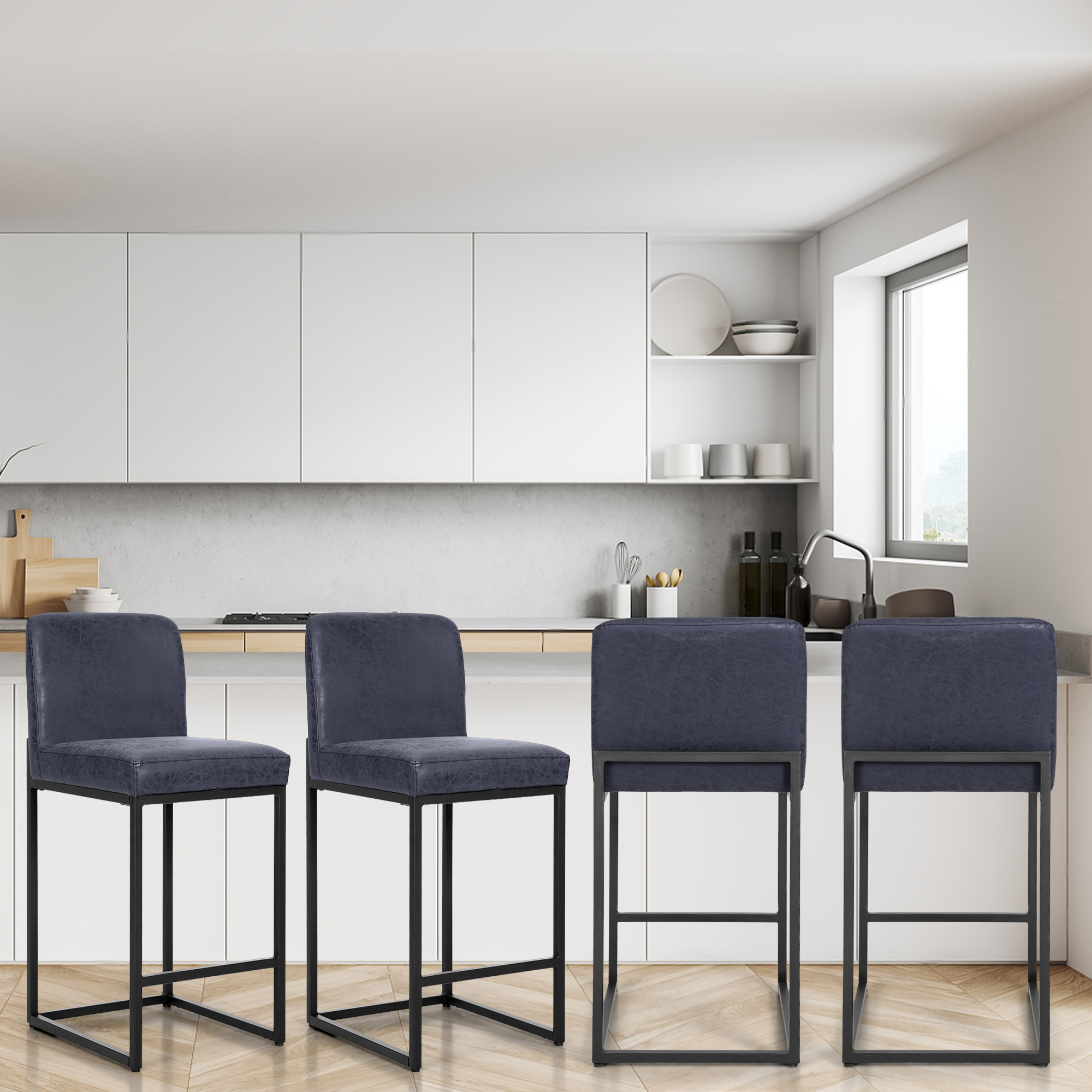 Summit Living 24 inch Bar Stools with Back Set of 4 for Kitchen Dining ...