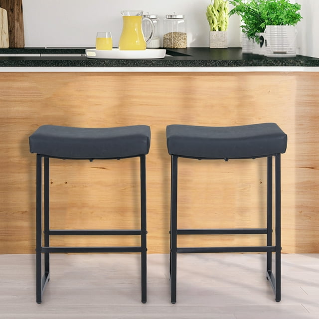Summit Living 24 inch Counter Stools Set of 2, Saddle Backless Faux ...