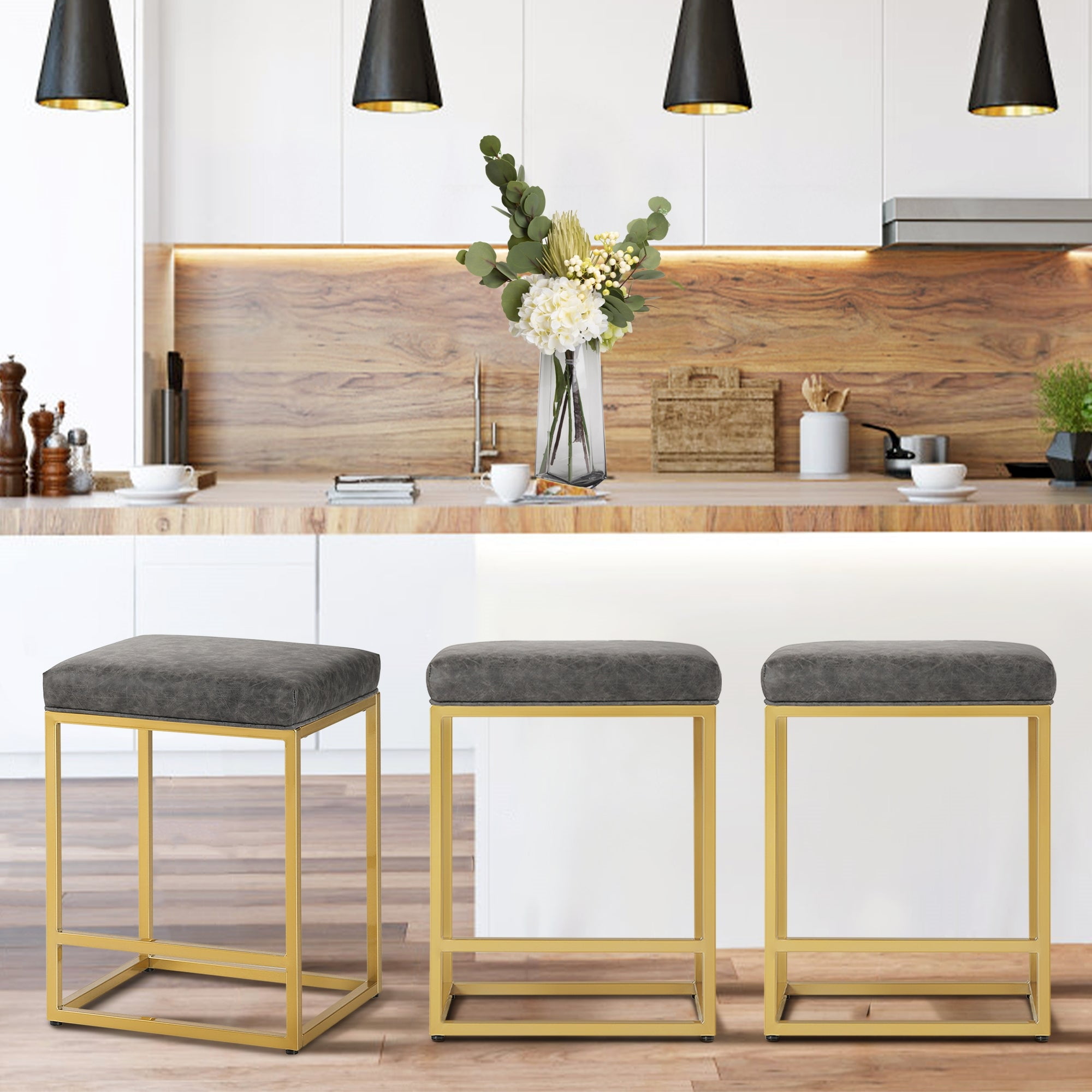 Summit Living 24 inch Counter Stools Set of 3 for Kitchen, Backless ...