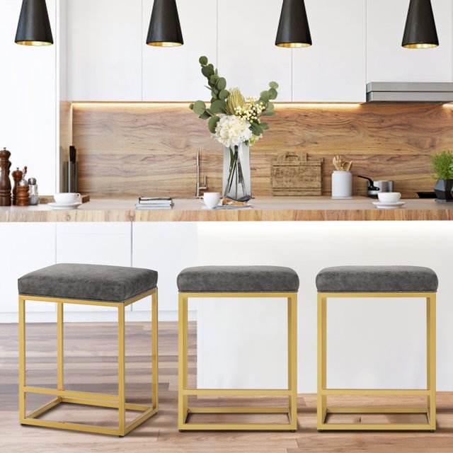 Summit Living 24 inch Counter Stools Set of 3 for Kitchen, Backless ...