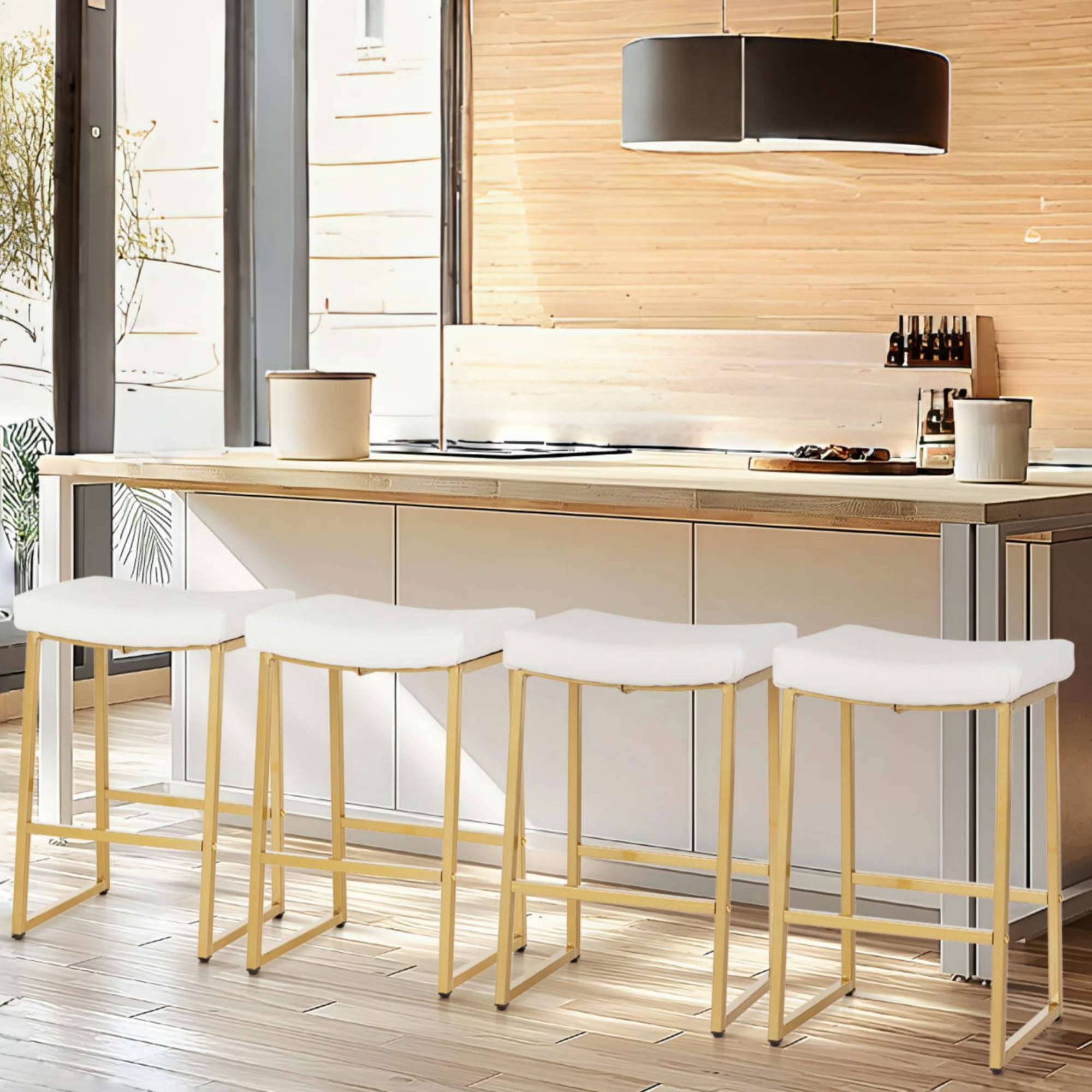 Summit Living Contemporary Glam 24 inch Saddle Bar Stools Set of 4 ...