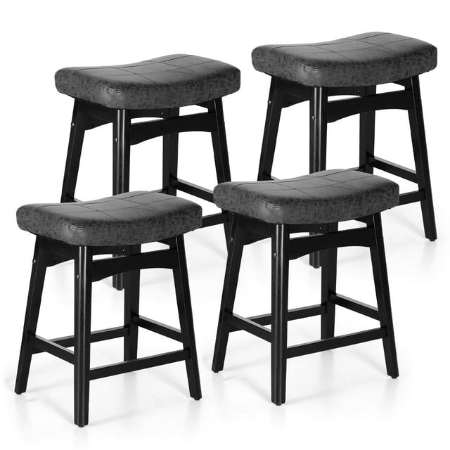 Summit Living 24 inch Wooden Backless Bar Stool Set of 4 for Kitchen ...