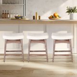 Summit Living Tall 24 inch Wooden Saddle Bar Stools for Kitchen ...