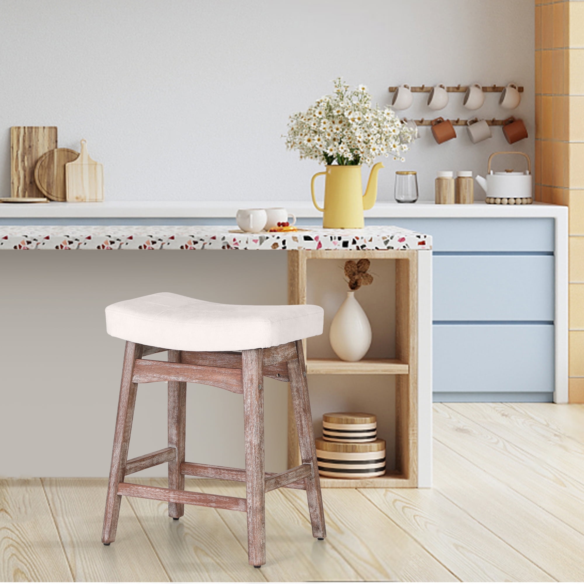 Summit Living 24 inch Wooden Backless Counter Height Bar Stools for ...