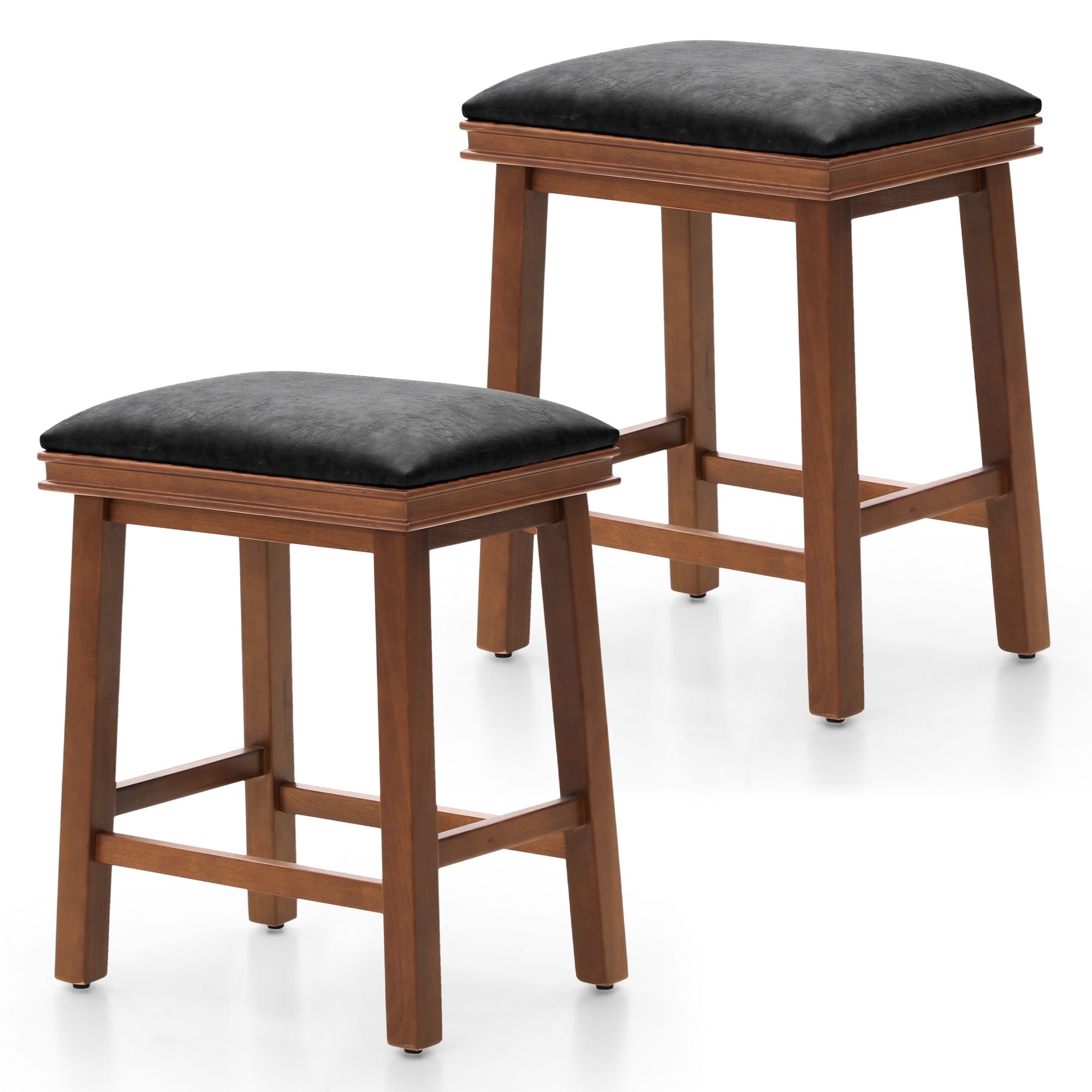Summit Living 24 inch Height Bar Stools, Wooden Counter Set of 2, Faux ...