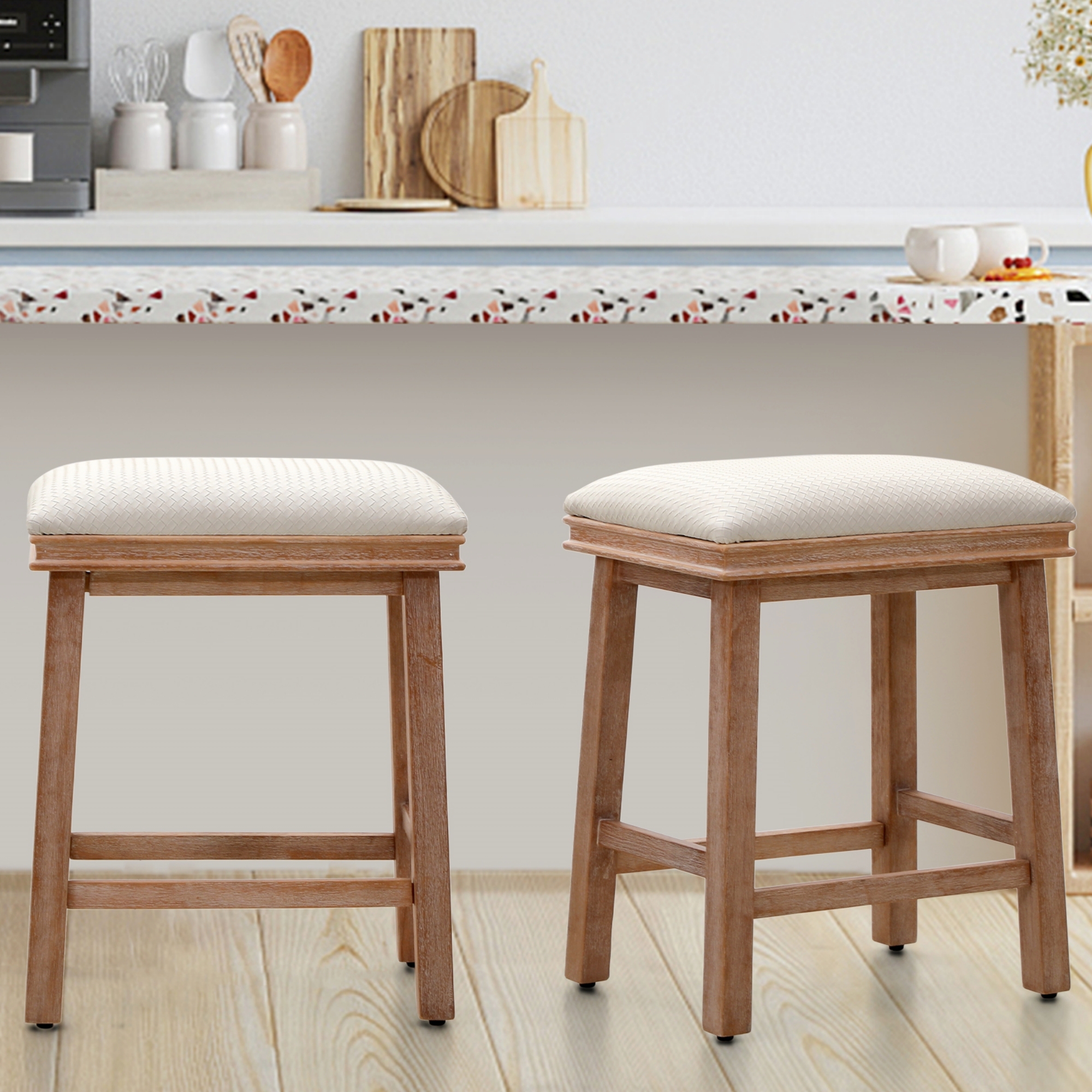 Summit Living 24 inch Wooden Counter Bar Stools Set of 2 for Kitchen ...