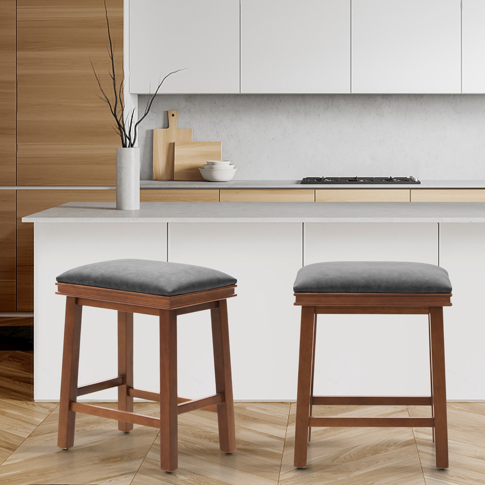 Summit Living 24 inch Wooden Counter Bar Stools Set of 2 for Kitchen ...