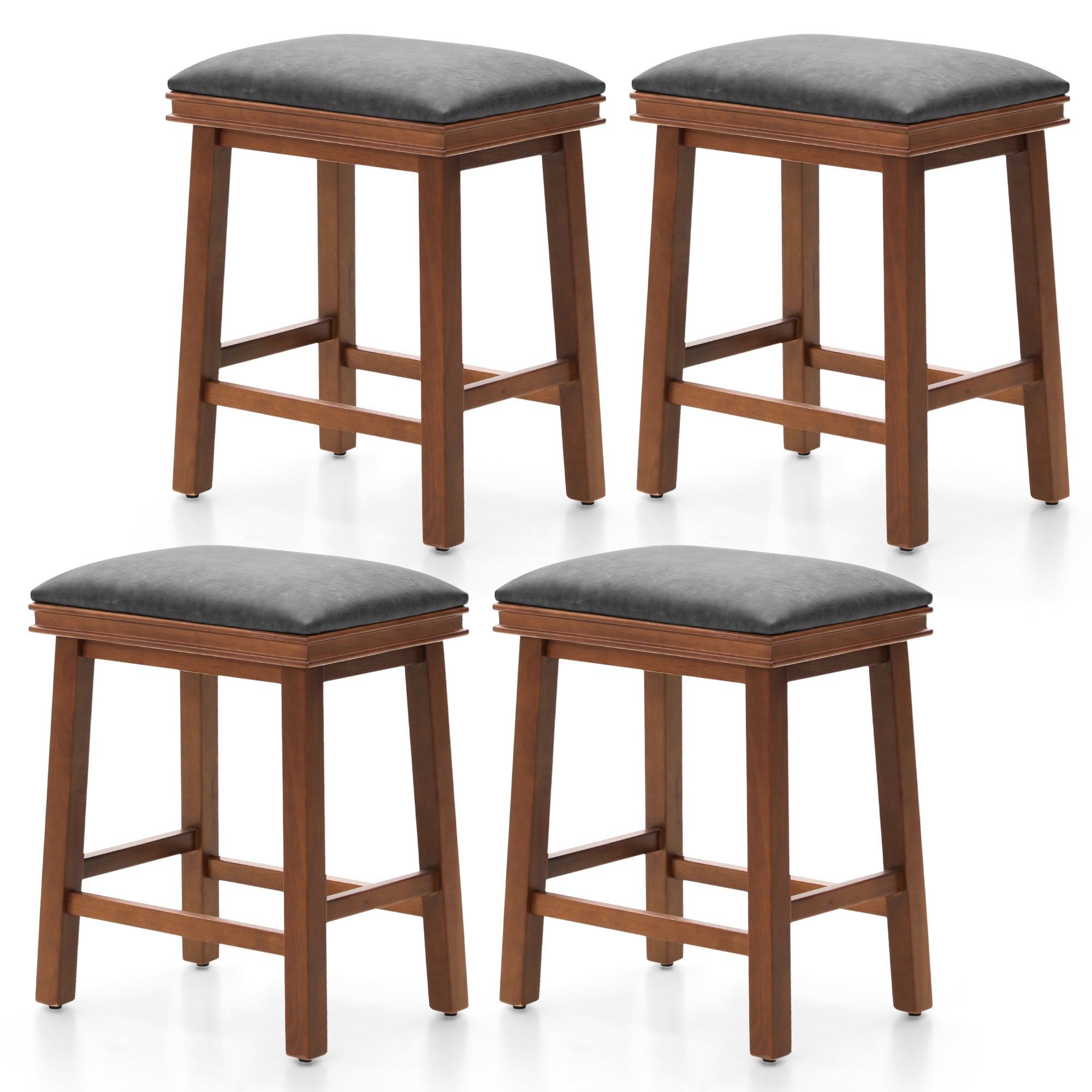 Summit Living 24 inch Wooden Counter Stools Set of 4 for Kitchen, Faux ...