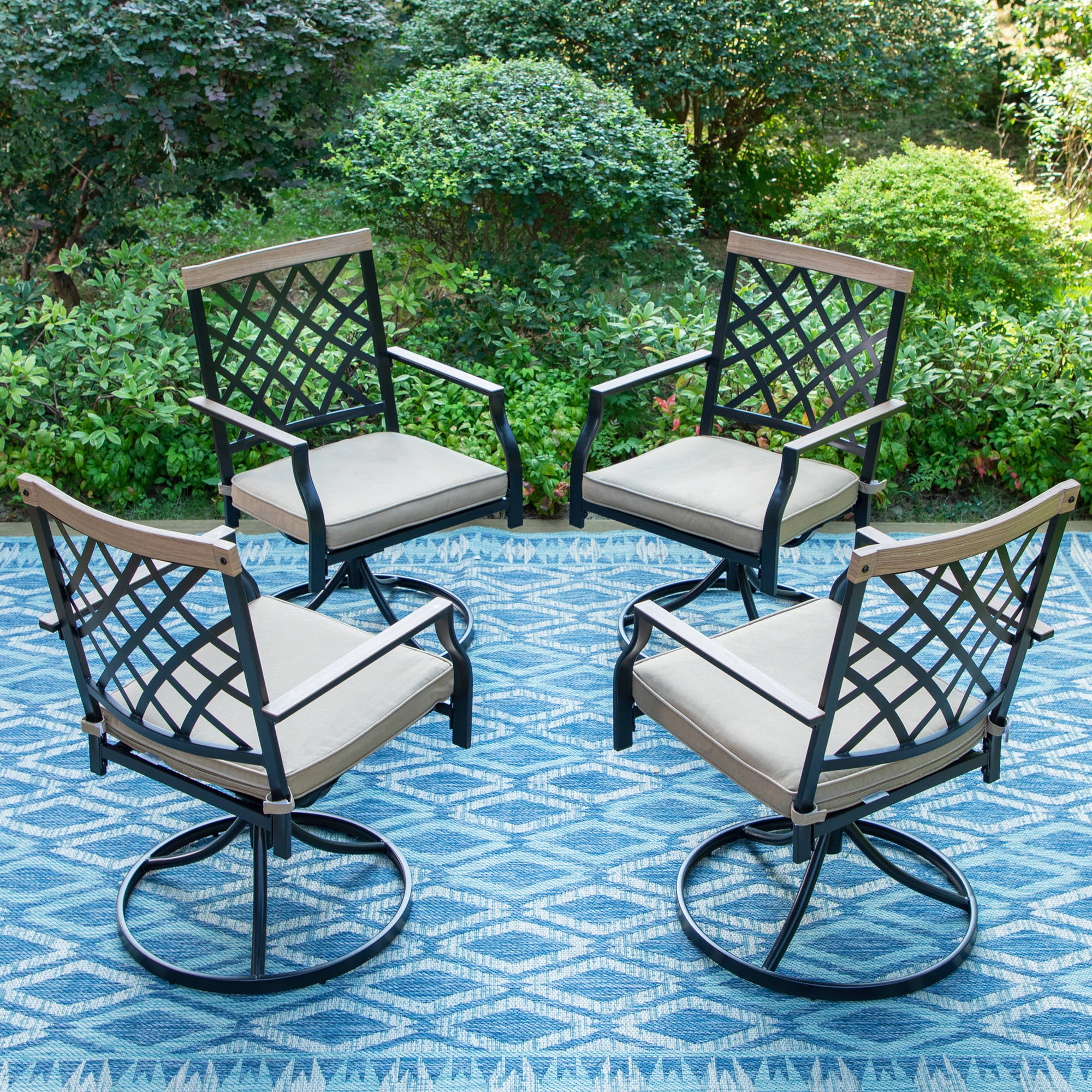 Summit Living 4-Piece Patio Outdoor Swivel Dining Chairs, Set of 4 ...