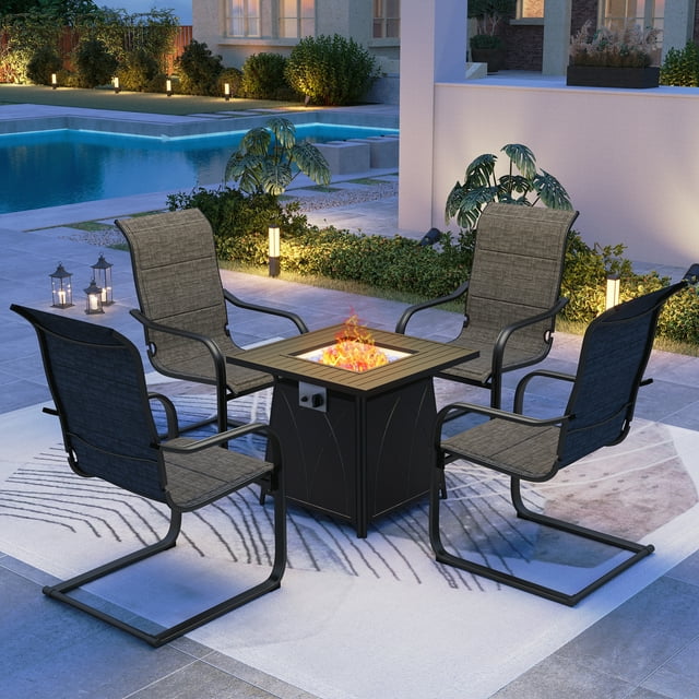 Summit Living 5-Piece Gas Fire Pit Table Set with 1 Piece 50,000 BTU ...