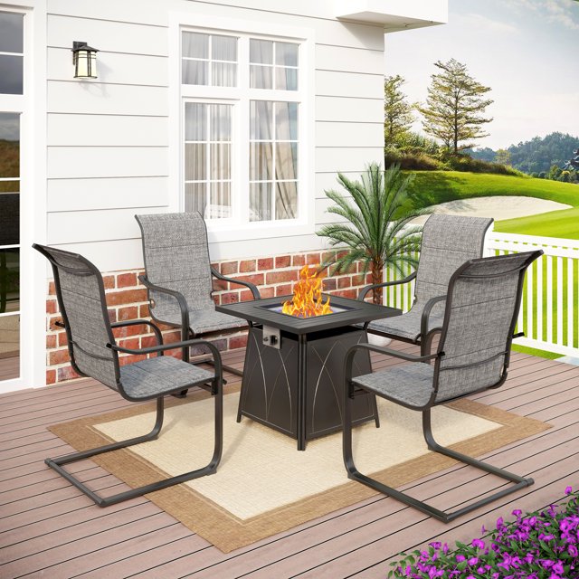 Summit Living 5-Piece Gas Fire Pit Table Set with 1 Piece 50,000 BTU ...