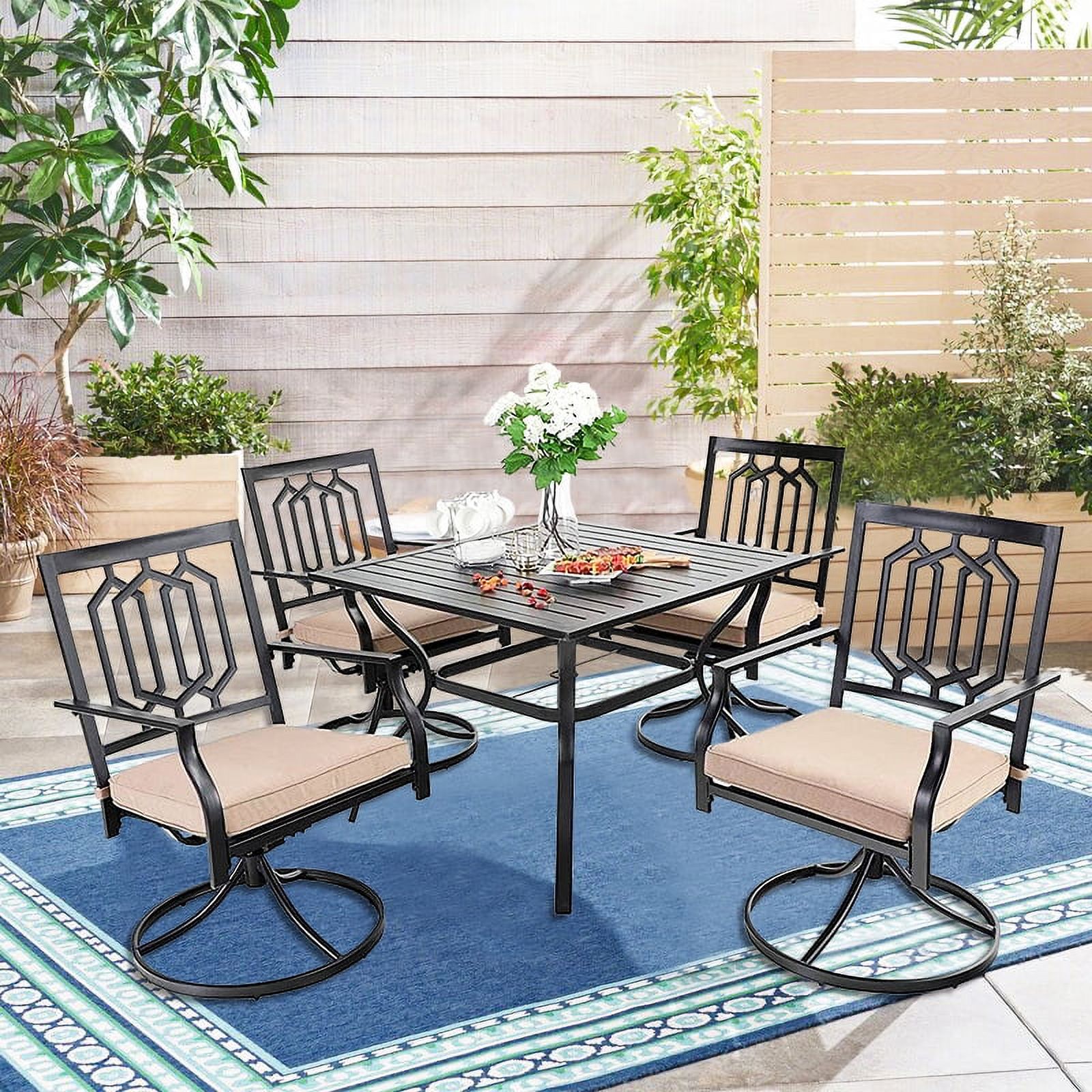 Better Homes & Gardens Tarren 5-Piece Outdoor Dining Set, Black ...