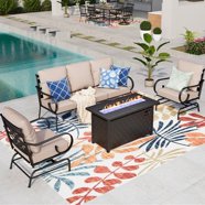 NICESOUL Outdoor Patio Furniture Set with Propane Gas Fire Pit Table ...