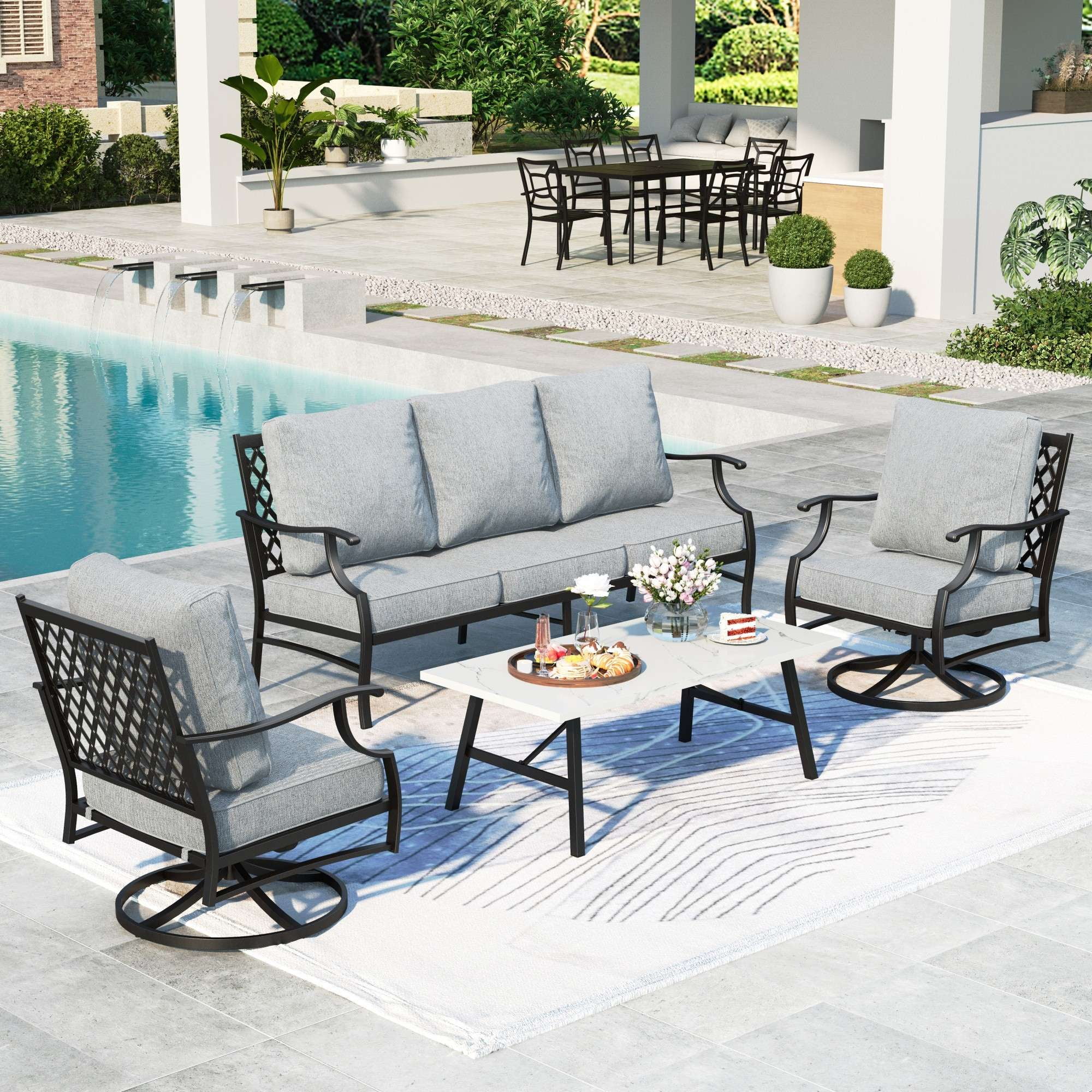 Summit Living 5-Seater Patio Conversation Set Metal Outdoor Furniture ...