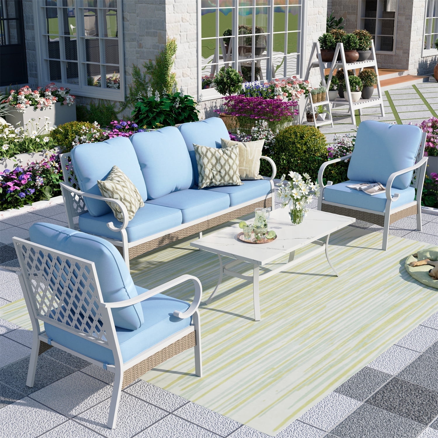 Summit Living Quality Modern 5-Seater Patio Conversation Set with Metal ...