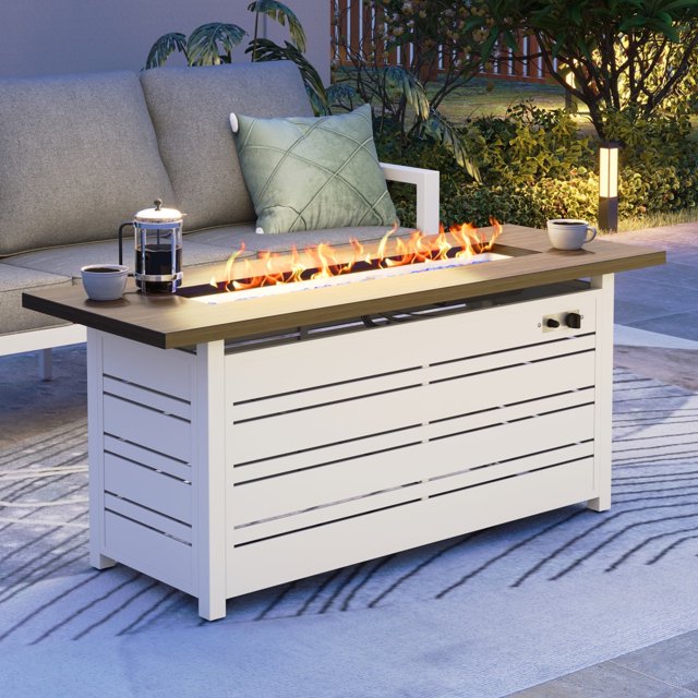 Summit Living 56" Rectangular Propane Fire Pit Table, 50,000 BTU Gas ...