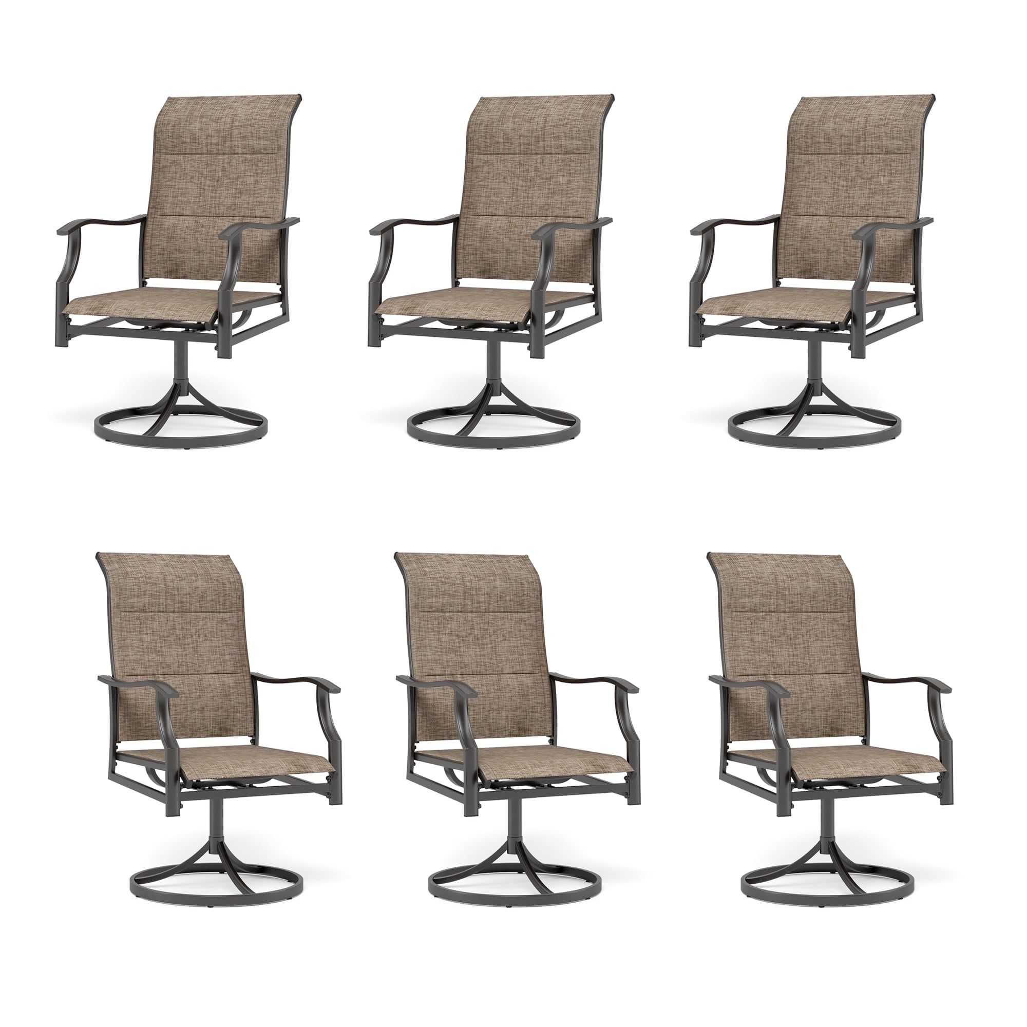 Summit Living 6-Piece Outdoor Metal Steel Dining Swivel Chairs ...
