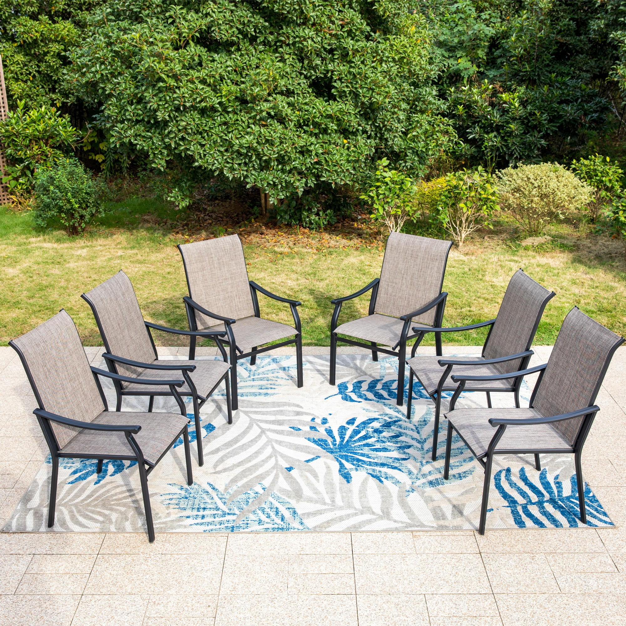 Summit Living SET of 6 Outdoor Patio Dining Chairs, All-Weather Steel ...