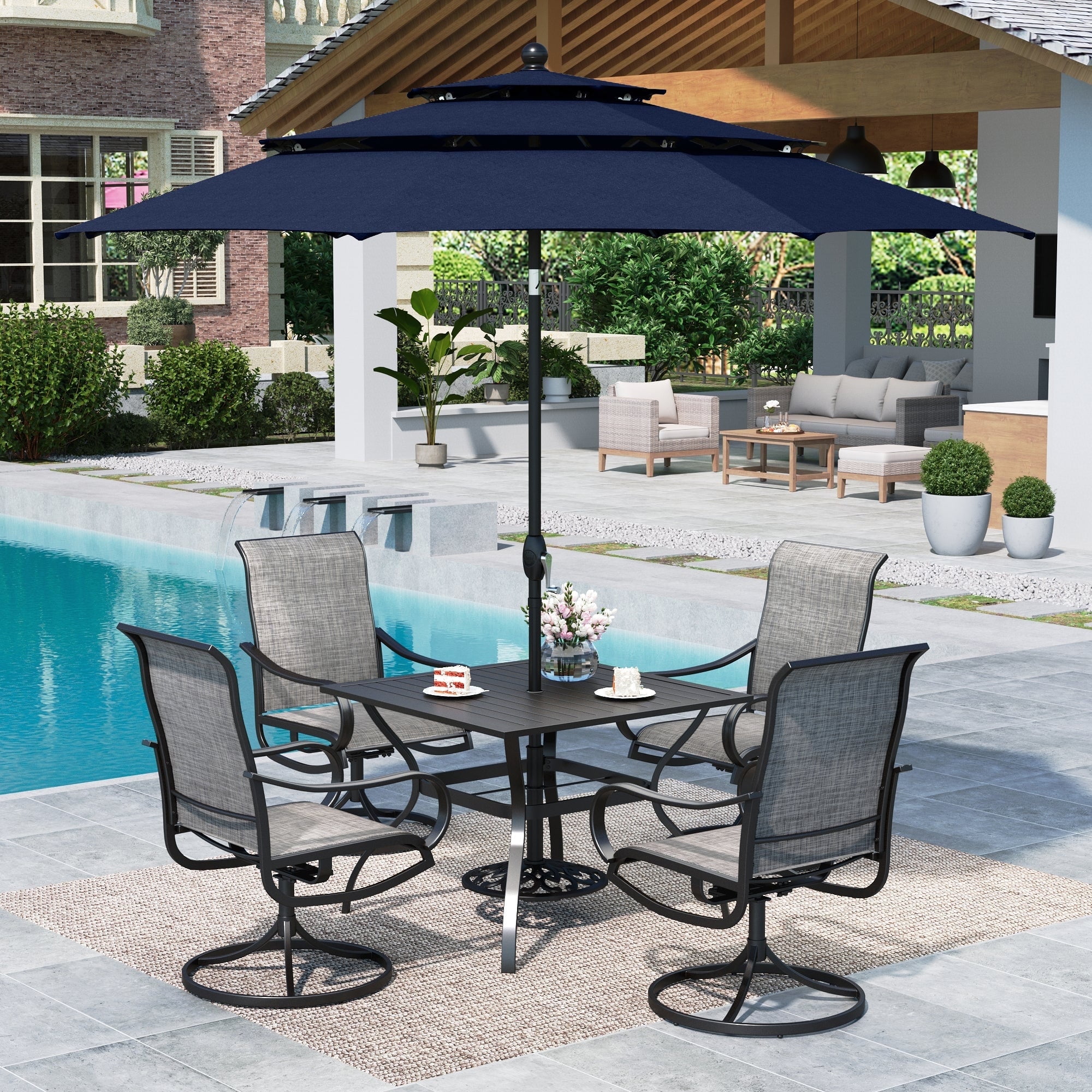 Summit Living 6-Piece Metal Outdoor Patio Dining Set with 4 Swivel ...