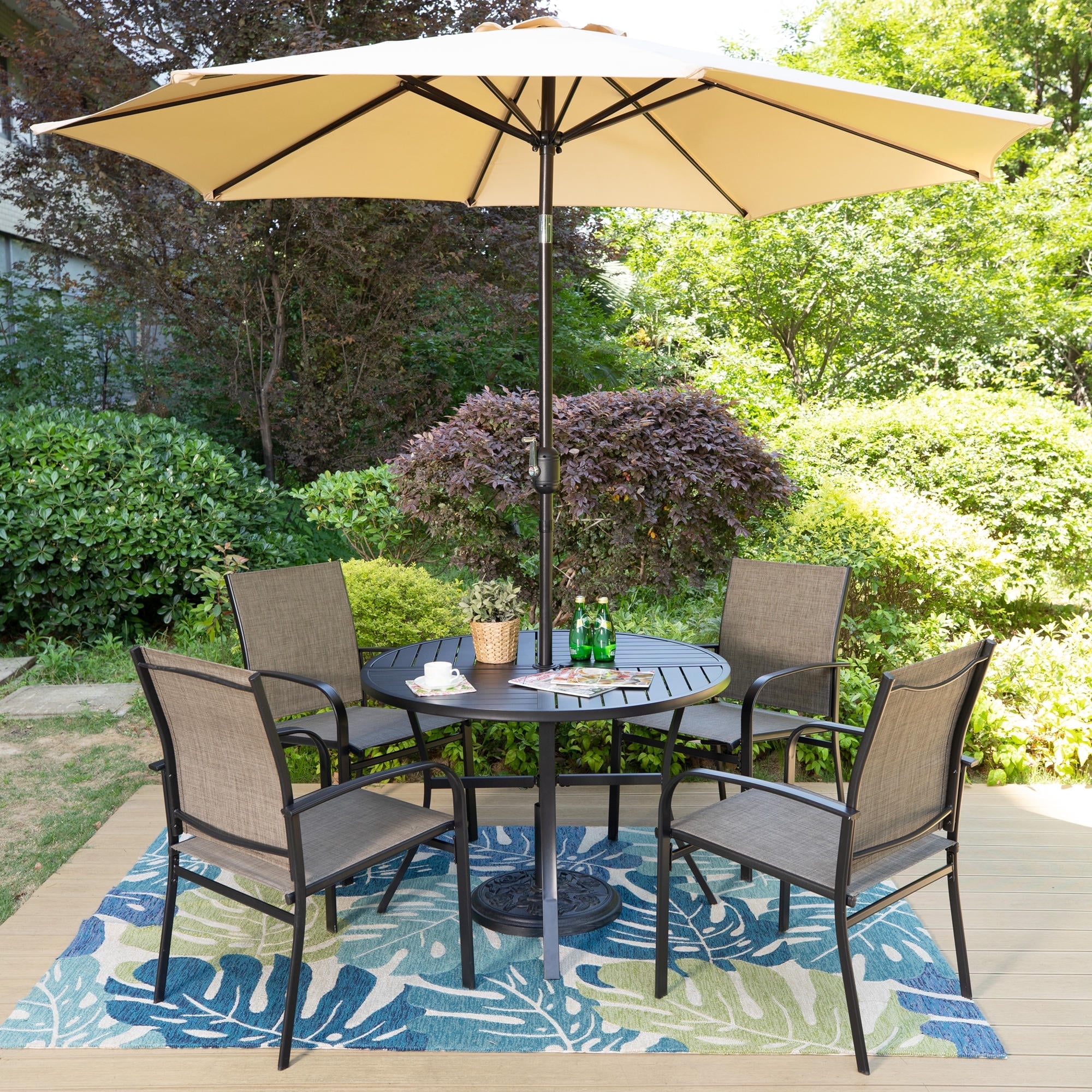 Summit Living 6-Piece Outdoor Patio Dining Set with Metal Steel Round ...