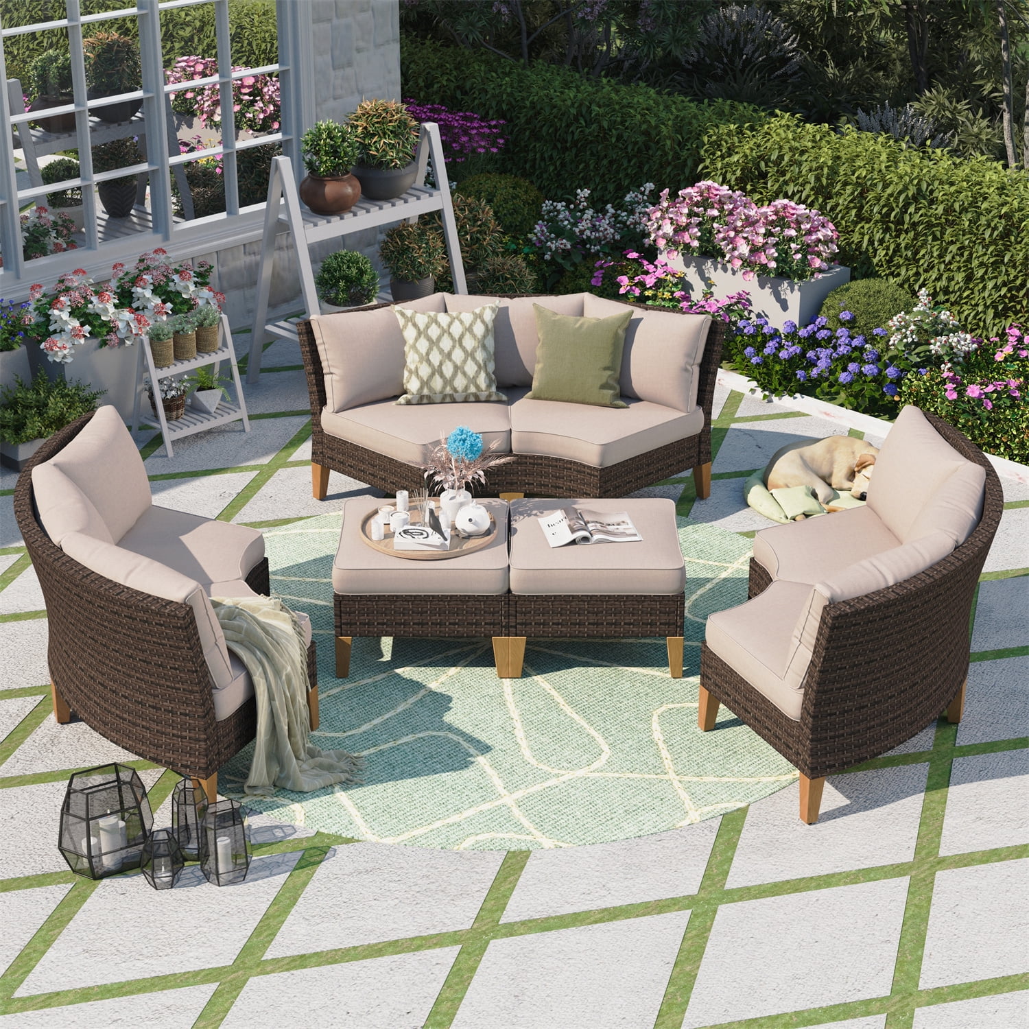 Summit Living 8 Piece Outdoor Patio Conversation Set Outdoor Furniture ...