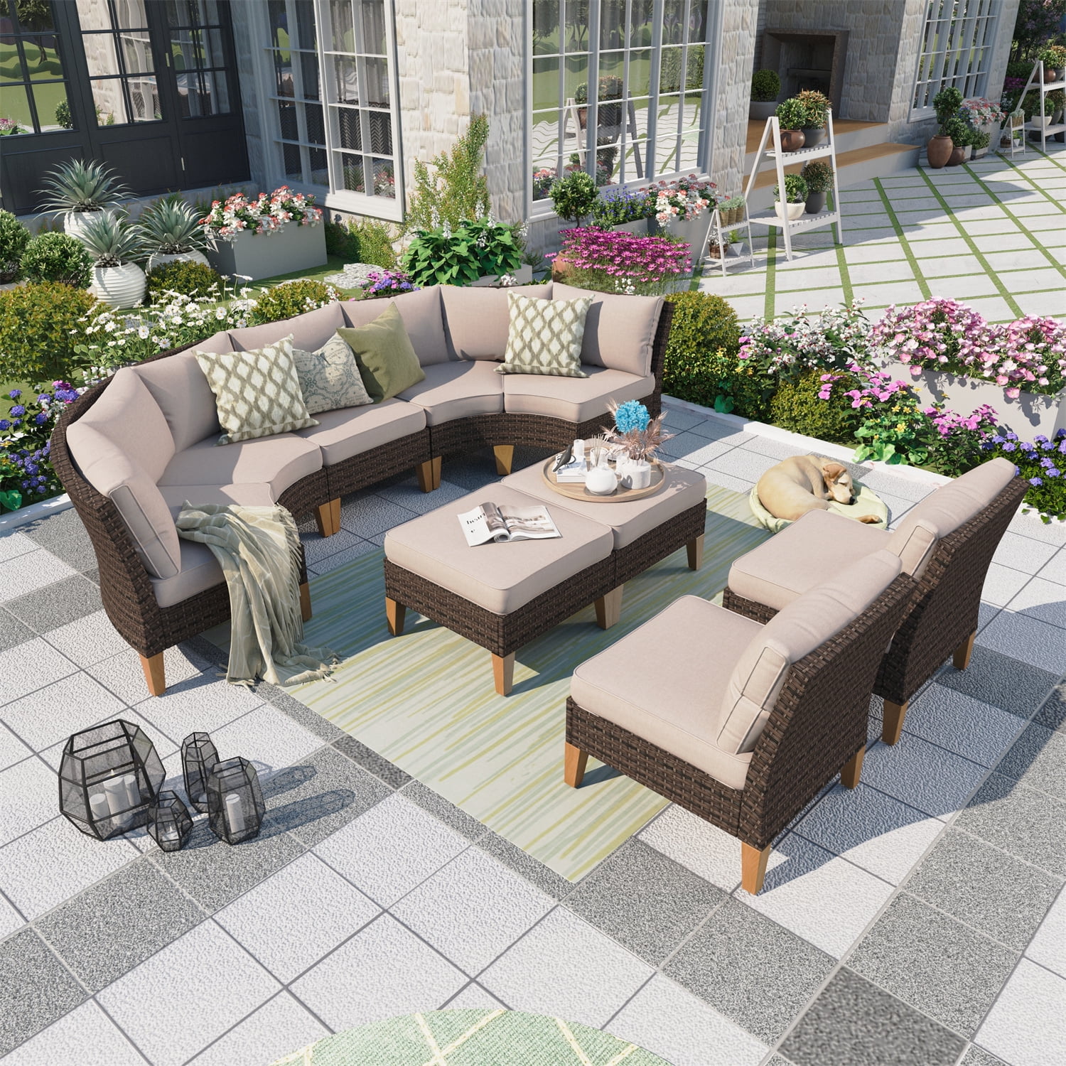Summit Living 9 Piece Outdoor Patio Conversation Set Outdoor Furniture ...