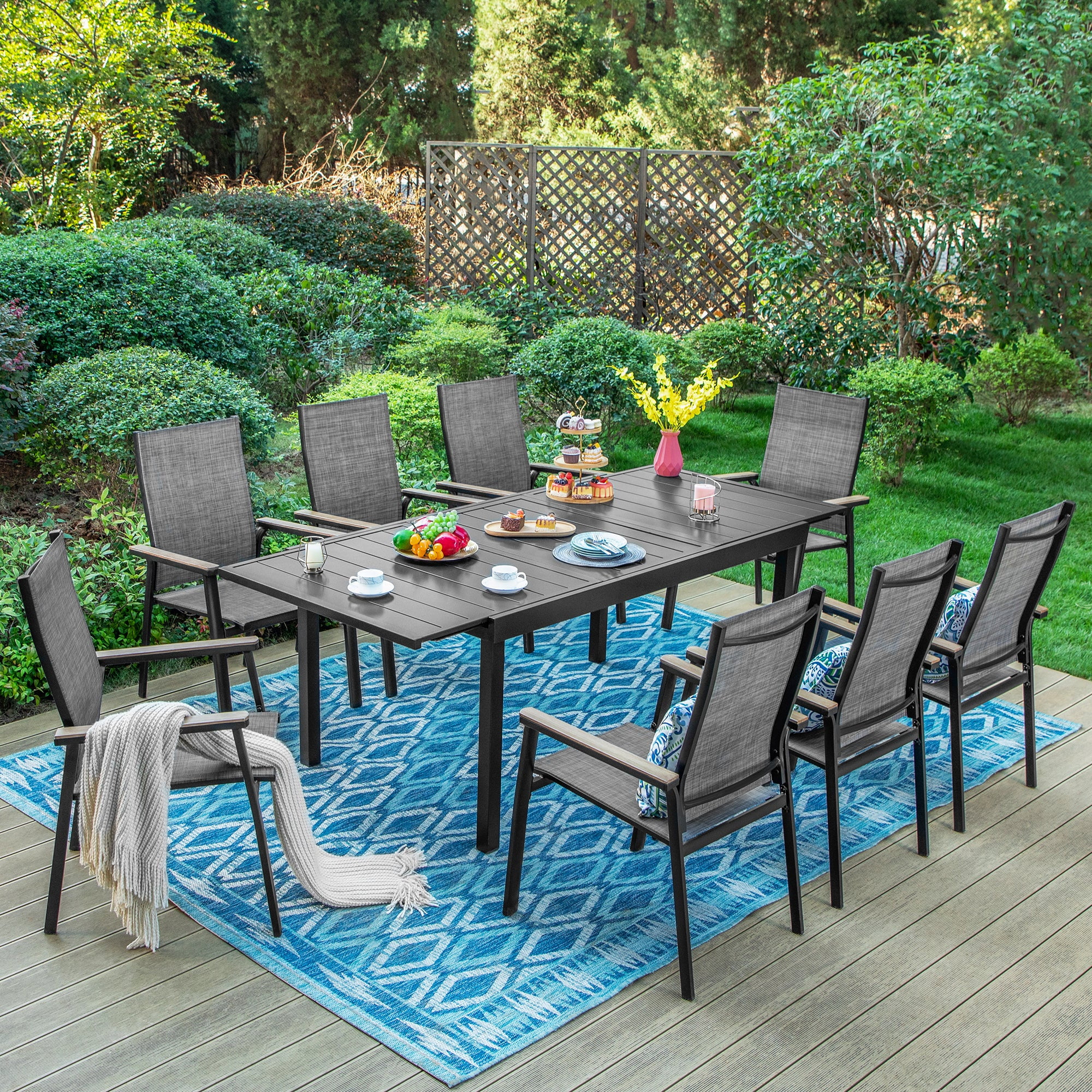 Summit Living 9-Pc Outdoor Dining Set with 8 Stackable Chairs ...