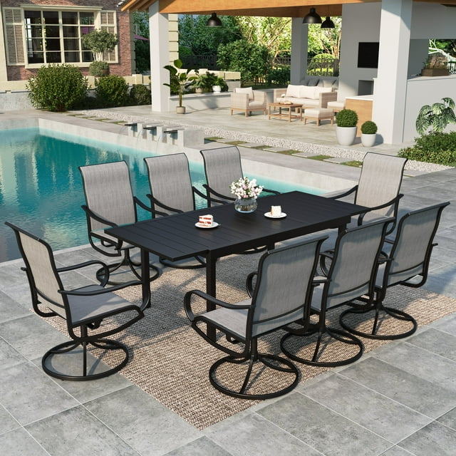 Summit Living 9-Piece Outdoor Patio Dining Set with Swivel High Back ...