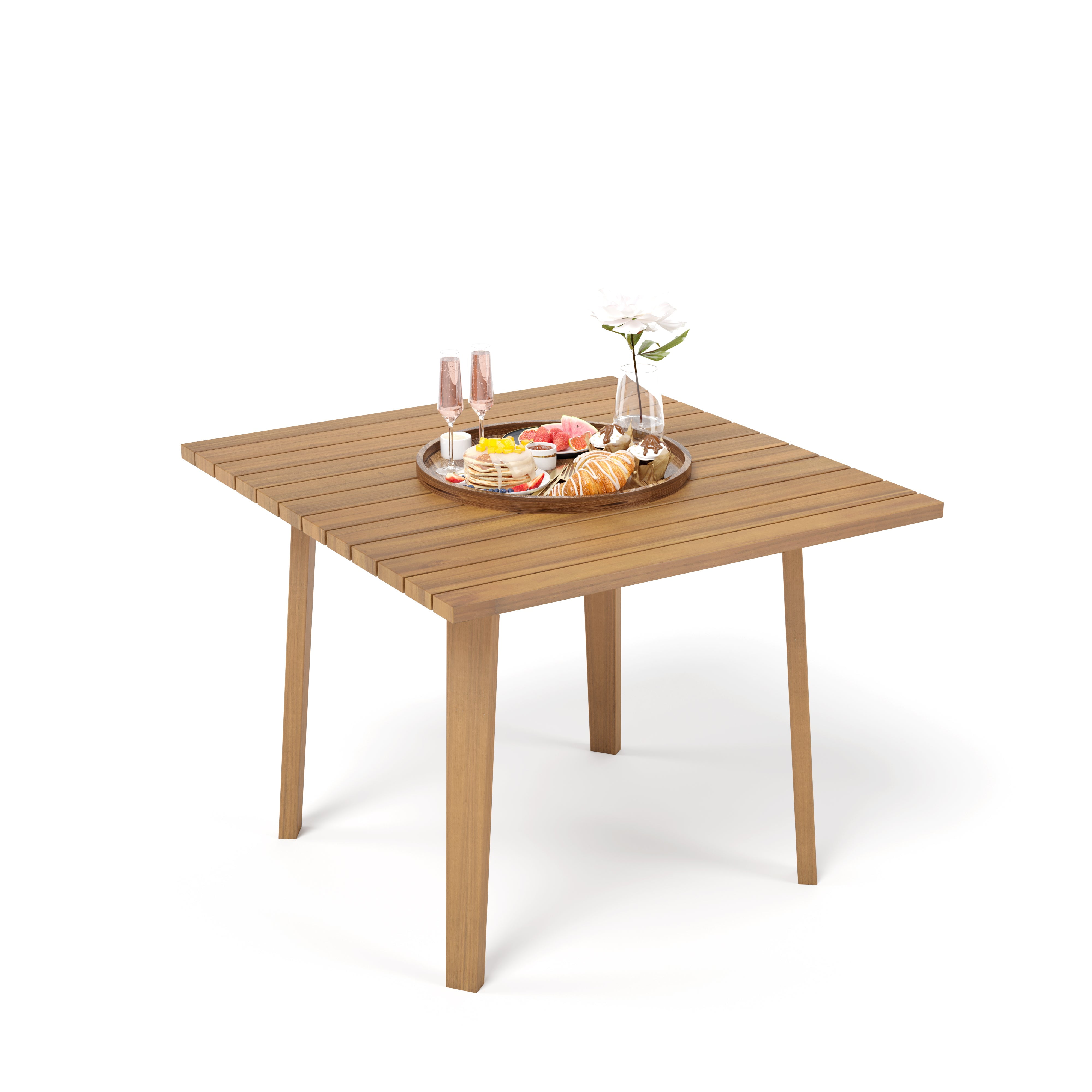 Summit Living Acacia Wood Outdoor Dining Square Table, Patio Oil ...