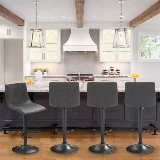 Summit Living Adjustable Swivel Bar Stools Kitchen Faux Leather Counter ...