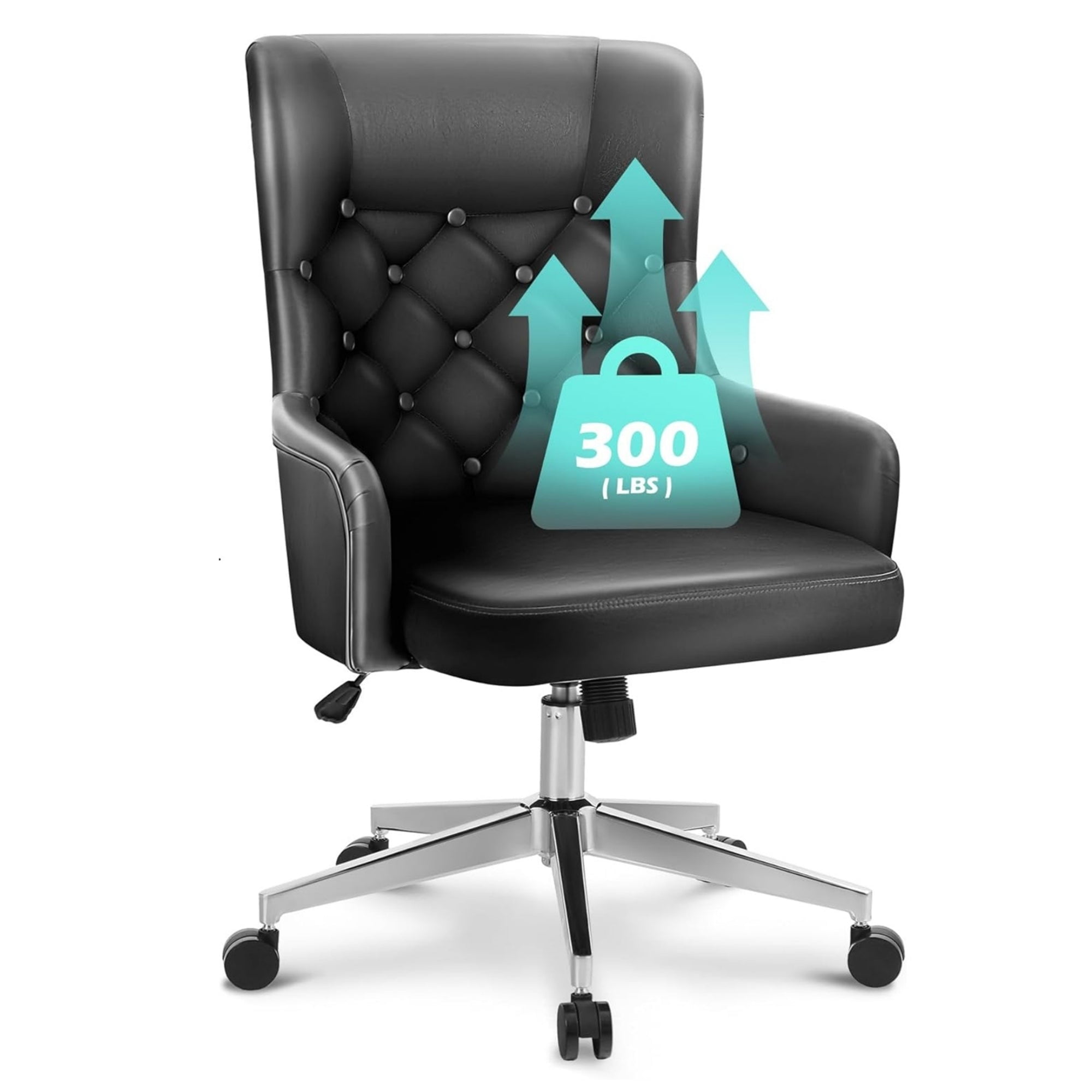 Summit Living High Back Ergonomic Office Chair, PU Leather Adjustable ...