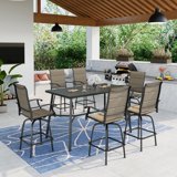 Summit Living Outdoor Furniture Set: 6 Swivel Counter Seating Bar ...