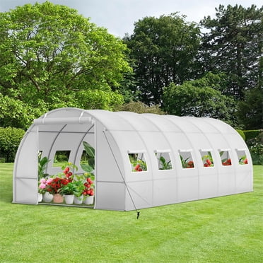 Outsunny Outdoor Walk-In Tunnel Greenhouse for Backyard with 8 Windows ...