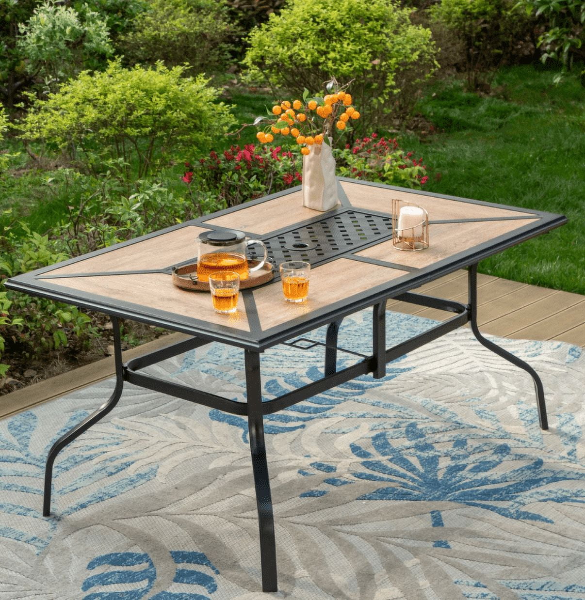 Summit Living Rectangle Patio Dining Table with Faux Wood Top ...