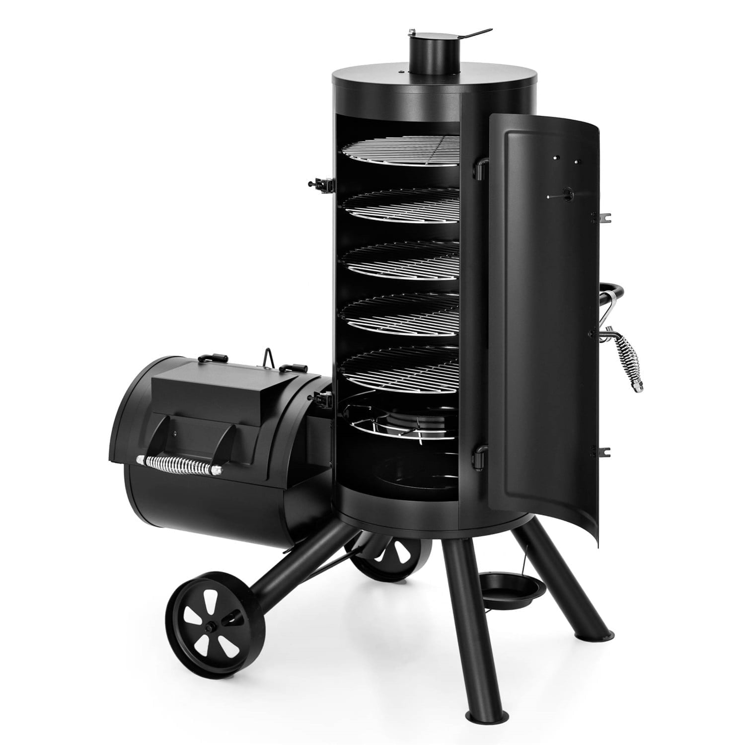 Summit Living Vertical Charcoal Smoker Grill with Offset Smoker 961 sq ...