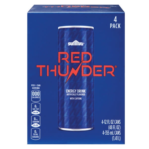 Summit Red Thunder Energy Drink- 4 pack, 12 fl oz Can - (Pack of 1 ...